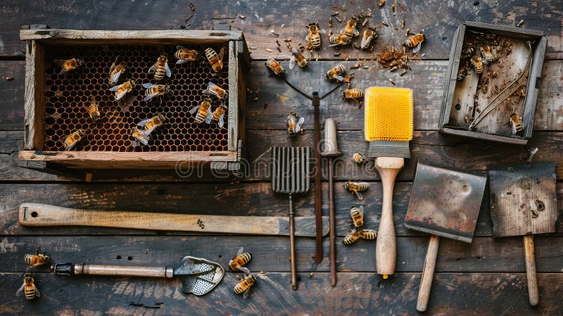 Hive Tools for Beekeepers stock illustration. Illustration of safety ...