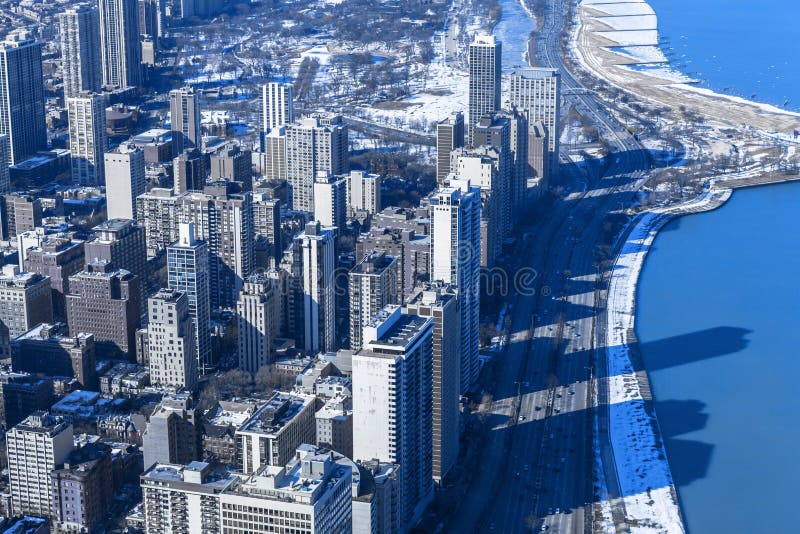 Hiver Chicago photo stock. Image du architecture, réflexion - 33513498