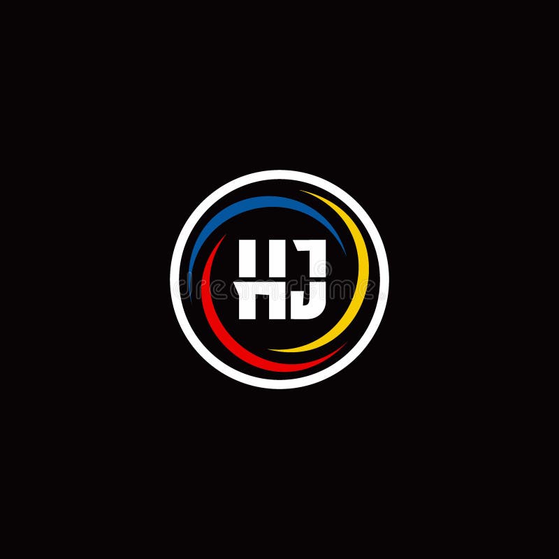 HJ Monogram Logo Isolated on Circle Shape with 3 Slash Colors Rounded ...