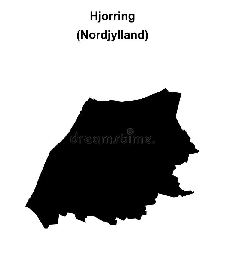 Hjorring outline map stock vector. Illustration of shape - 371639262