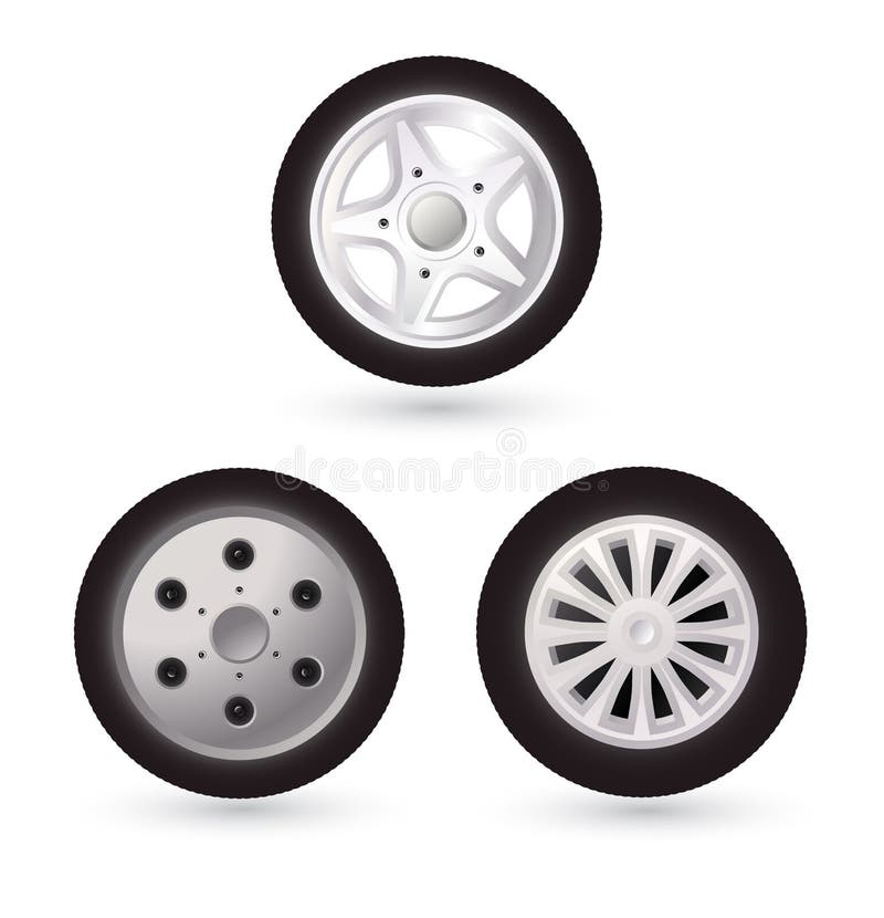 Bilhjul eller gummihjul vektor illustrationer. Illustration av väg ...
