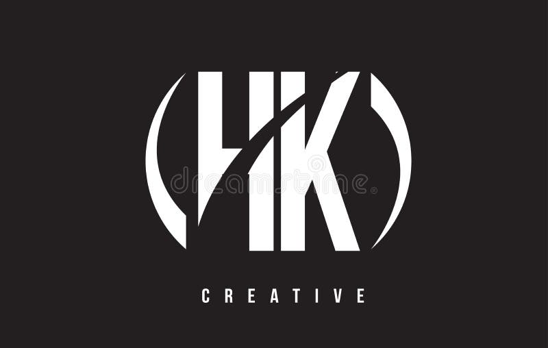 HK H K White Letter Logo Design with Black Background. Stock Vector ...