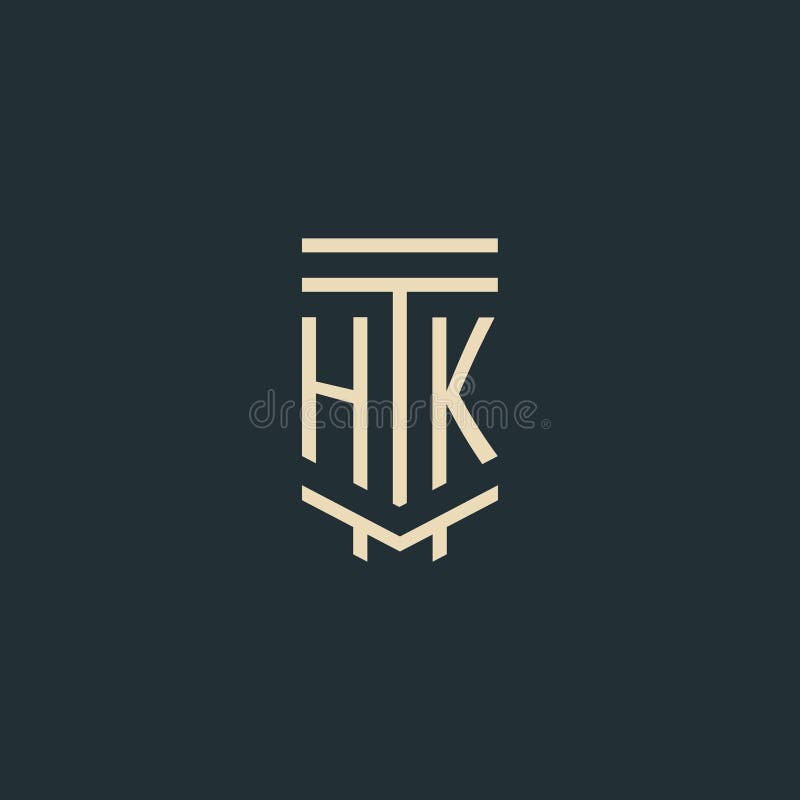 HK Initial Monogram with Simple Line Art Pillar Logo Designs Stock ...