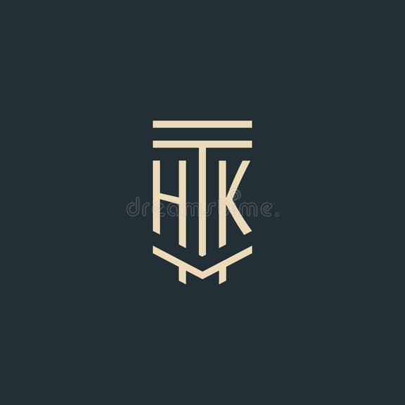 HK Initial Monogram with Simple Line Art Pillar Logo Designs Stock ...