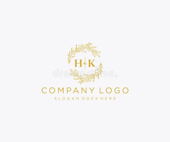Initial HK Letters Floral Frames. Monogram Wedding, Wedding Invitation ...