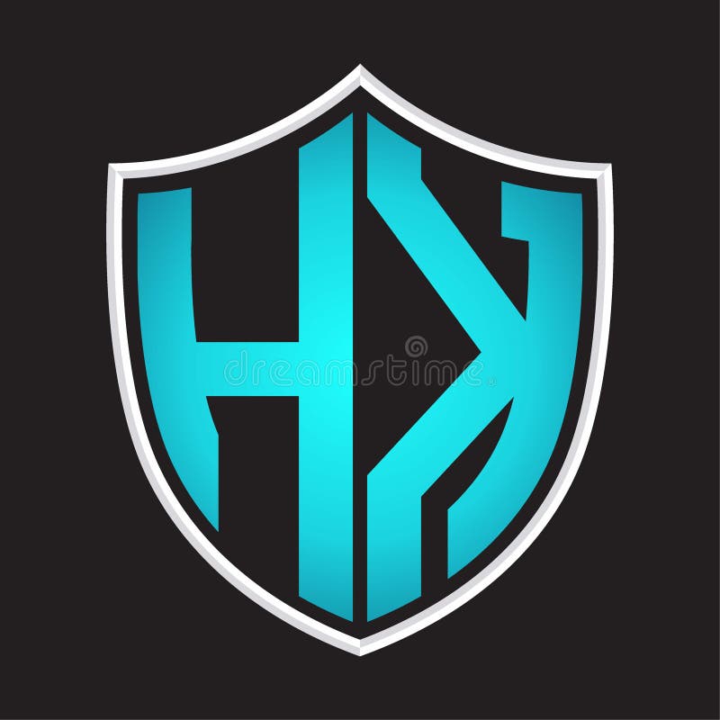HK Logo Monogram with Shield Shape Isolated Blue Colors on Outline ...