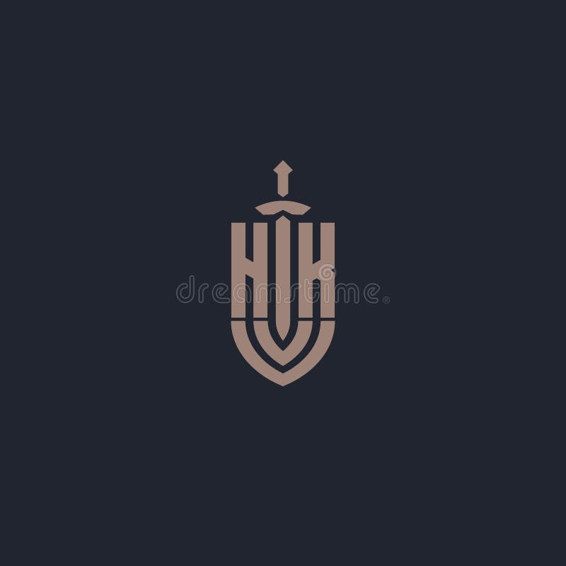 HK Logo Monogram with Sword and Shield Style Design Template Stock ...