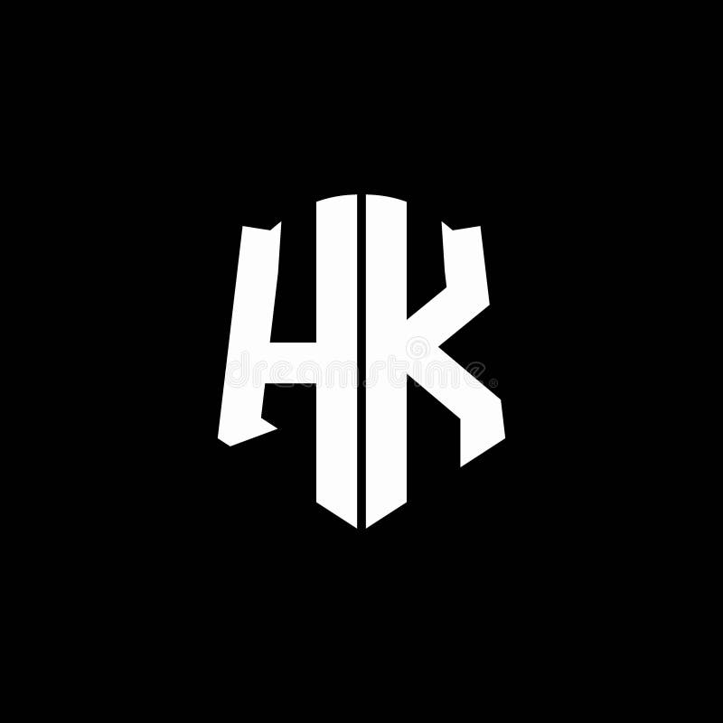 HK H K White Letter Logo Design With Black Background. Stock Vector ...