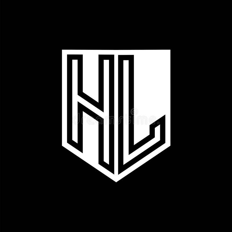 HL Logo Monogram Shield Geometric Black Line Inside White Shield Color ...
