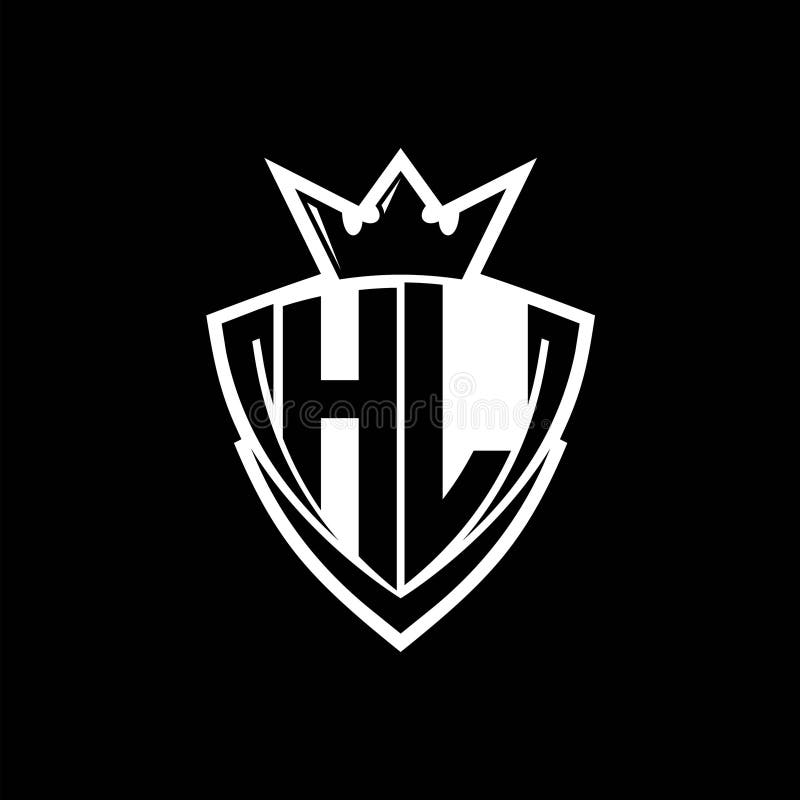 HL Letter Logo with Sharp Triangle Shield Shape with Crown Inside White ...