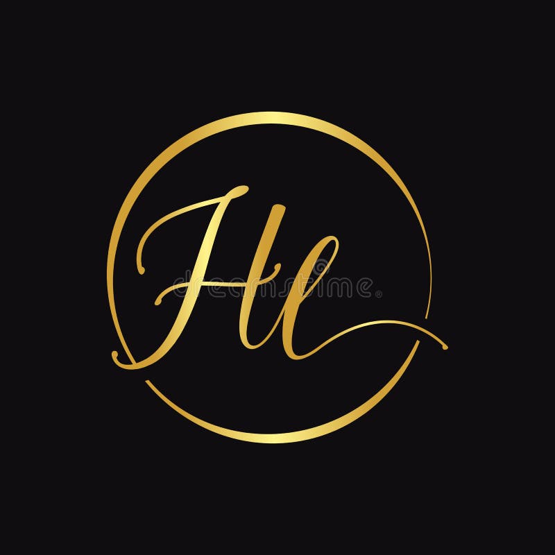 HL Script Logo Design Vector Template. Initial Calligraphy Letter HL ...