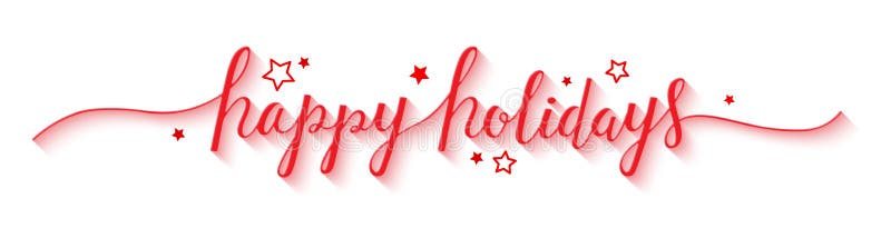 HAPPY HOLIDAYS Red Brush Calligraphy Banner with Stars Stock Vector ...