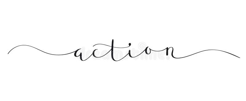 ACTION Black Brush Calligraphy Banner Stock Vector - Illustration of ...