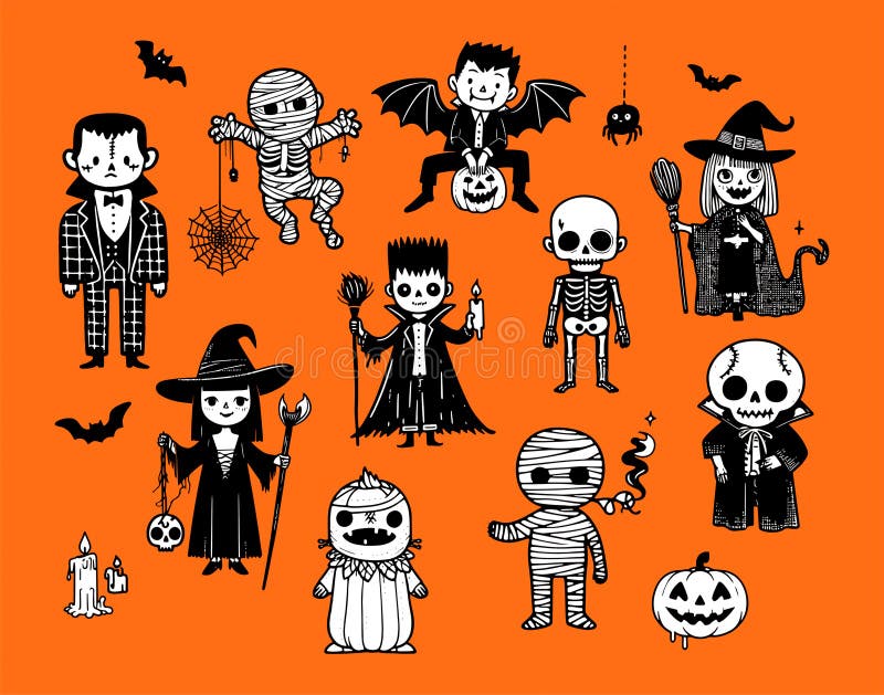 Monster Fancy Funny Gang Halloween Stock Vector - Illustration of ...