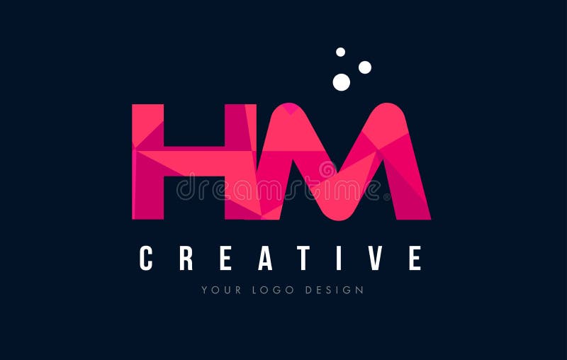 HM H M Letter Logo with Purple Low Poly Pink Triangles Concept Stock ...