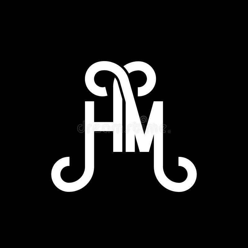 HM Letter Logo Design on Black Background. HM Creative Initials Letter ...