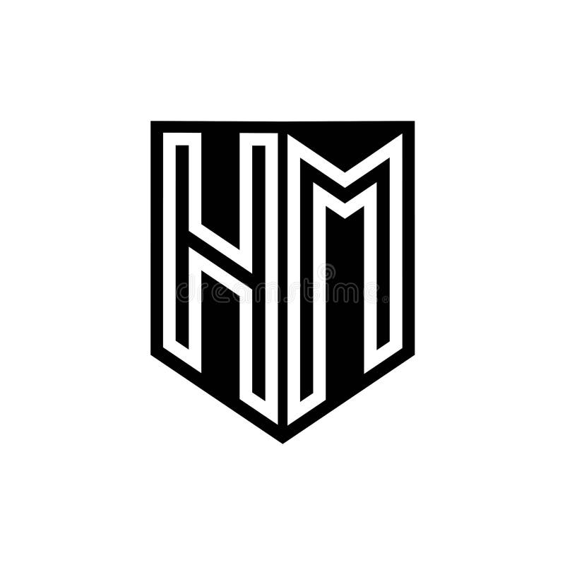 HM Logo Monogram Shield Geometric White Line Inside Black Shield Color ...