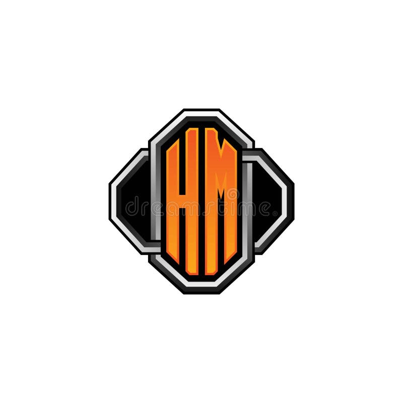 HM Logo Letter Geometric Vintage Style Stock Vector - Illustration of ...