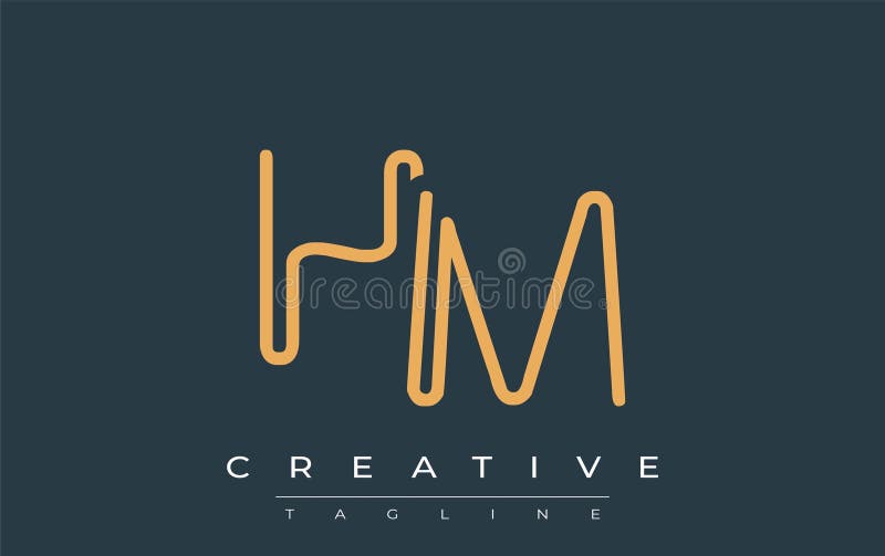 HM Minimalistic Line Art Logo Design with Abstract Lettering Stock ...