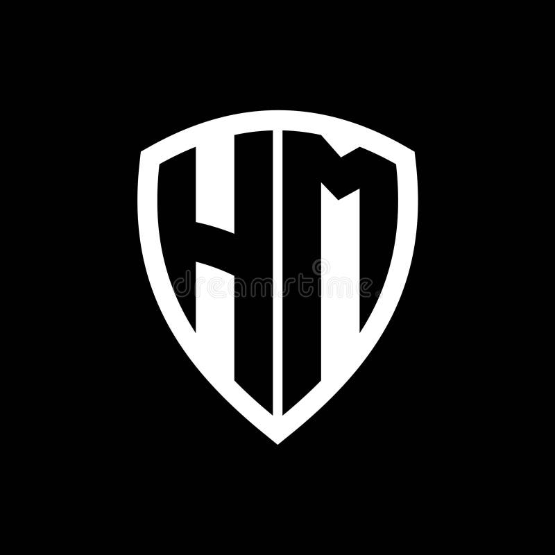 HM Monogram Logo with Bold Letters Shield Shape with Black and White ...