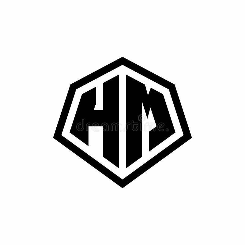 HM Monogram Logo with Hexagon Shape and Line Rounded Style Design ...