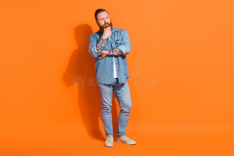 Hmm Interesting Question. Photo of Worker Guy Thinking Look Empty Space ...