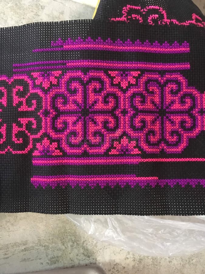Hmong embroidery stock image. Image of hmong, pink, black - 129550873