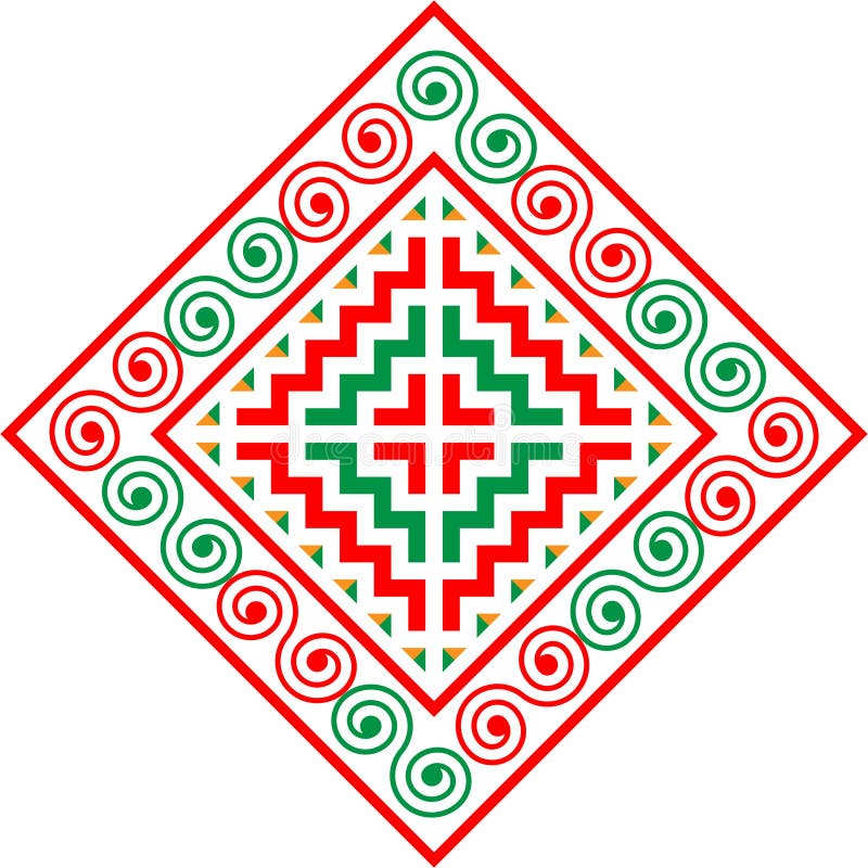 Hmong Ethnic Fabric Pattern Designed in the Style of White Hmong, Green ...