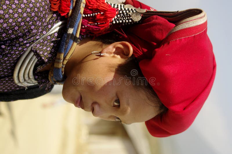 Hmong red woman editorial stock photo. Image of asia - 14315608
