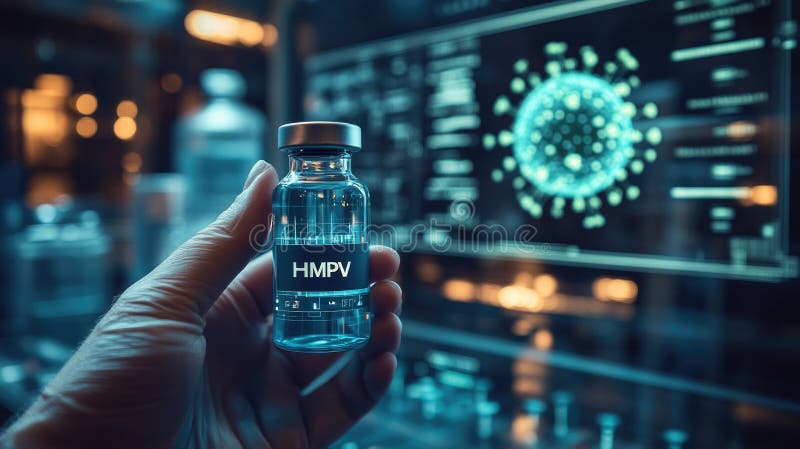 Hmpv Vaccine Development: Hand Holding Vial in Advanced Lab Setting ...
