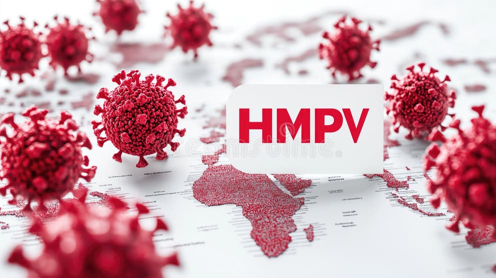 Hmpv Virus Concept with Red Viral Models Over World Map for Infection ...