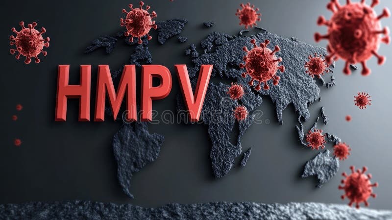 Hmpv Virus Outbreak Concept on World Map with Red Viral Particles Stock ...