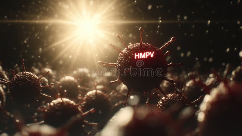 Hmpv Virus Particles Illuminated by Radiant Light in Microscopic View ...