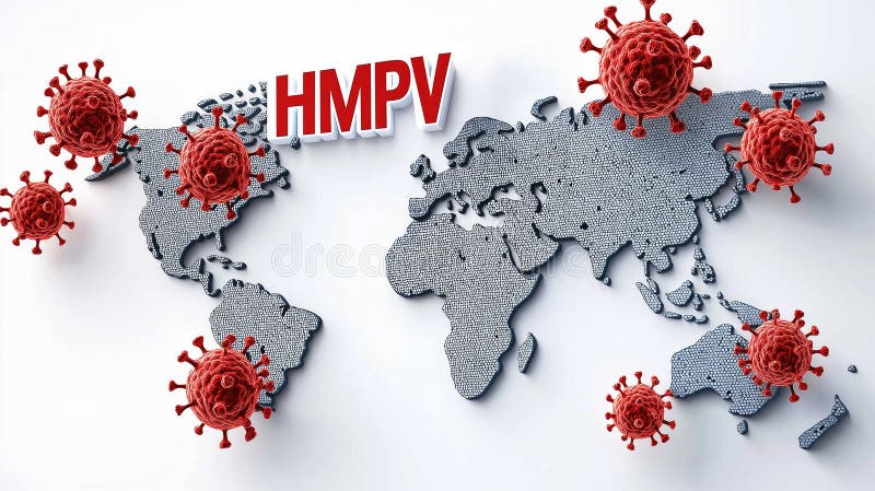 Hmpv Virus Spread Depicted on World Map with 3d Virus Models Stock ...