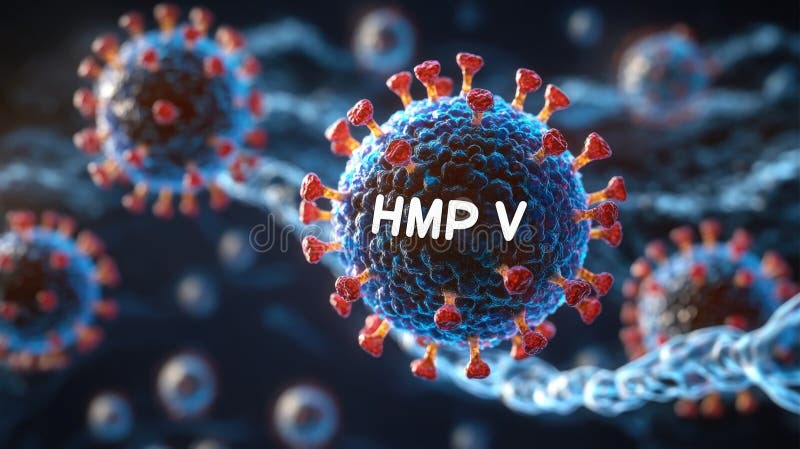Hmpv Virus Structure Visualization with Dna Strands. HMPV, Human ...