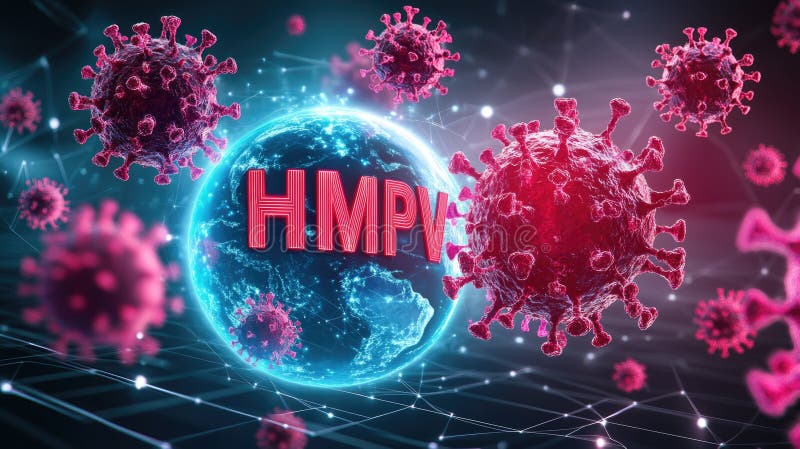 Hmpv Virus Surrounding Earth in Digital Space Network Visualization ...