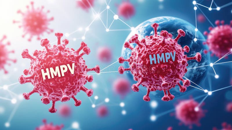 Hmpv Viruses Floating in Space with Digital Connections. HMPV, Human ...