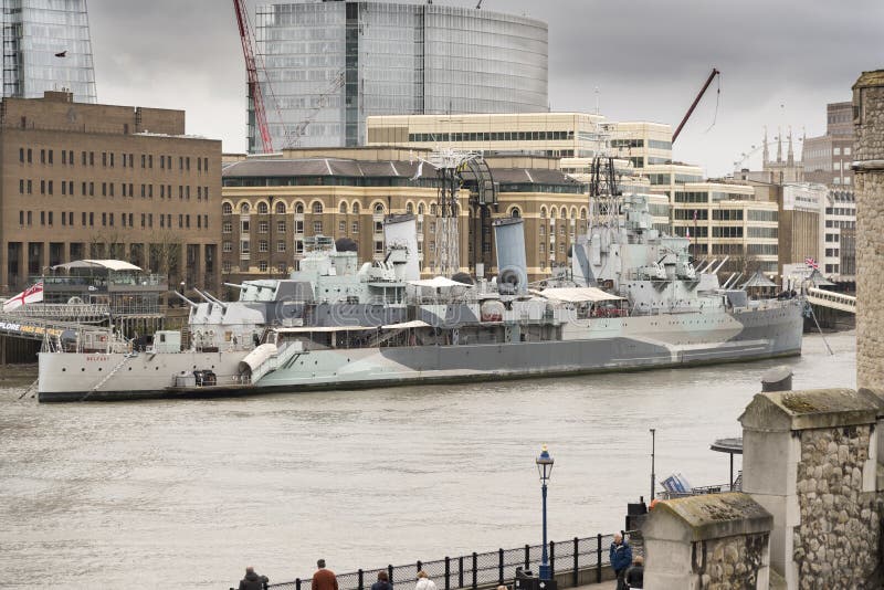 HMS Belfast on the River Thames Editorial Photography - Image of soho ...