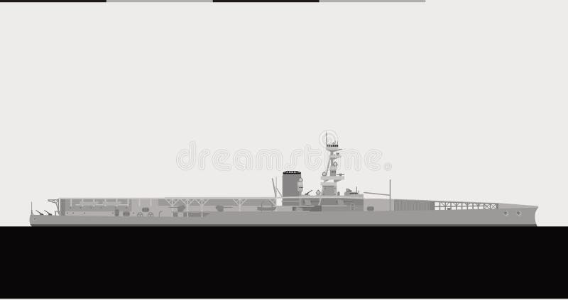 HMS FURIOUS 1918. Royal Navy Aircaft Carrier Stock Vector ...