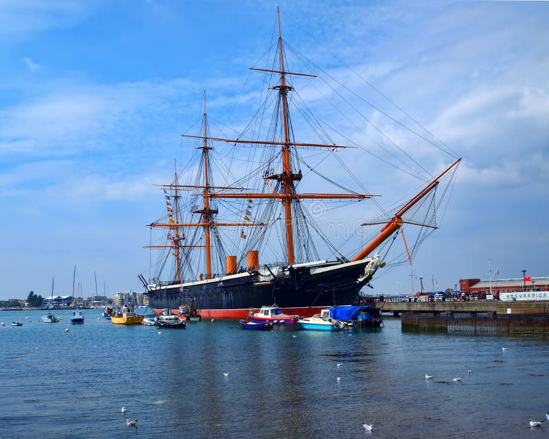 Historic HMS Warrior Berthed in Portsmouth Harbour, UK Editorial Photo ...