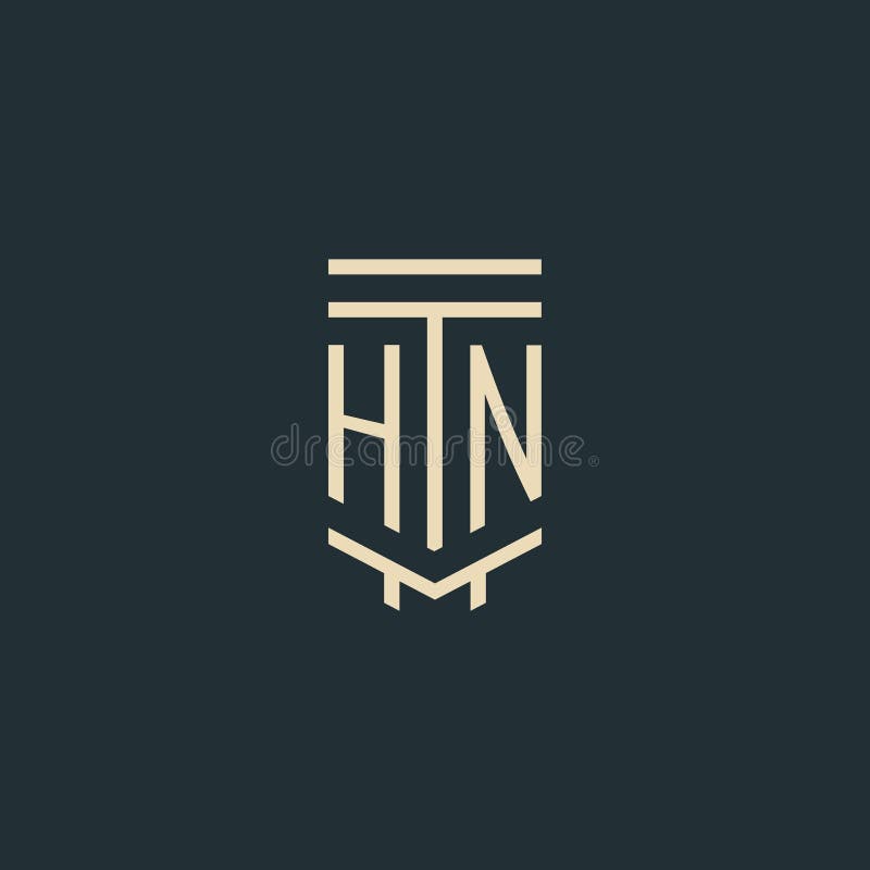 HN Initial Monogram with Simple Line Art Pillar Logo Designs Stock ...