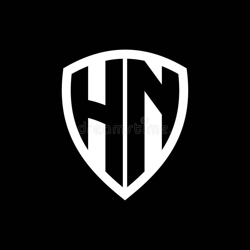 HN Monogram Logo with Bold Letters Shield Shape with Black and White ...
