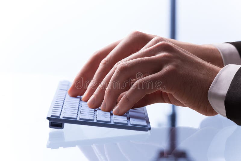 Hnad on computer keyboard stock photo. Image of touch - 37914108