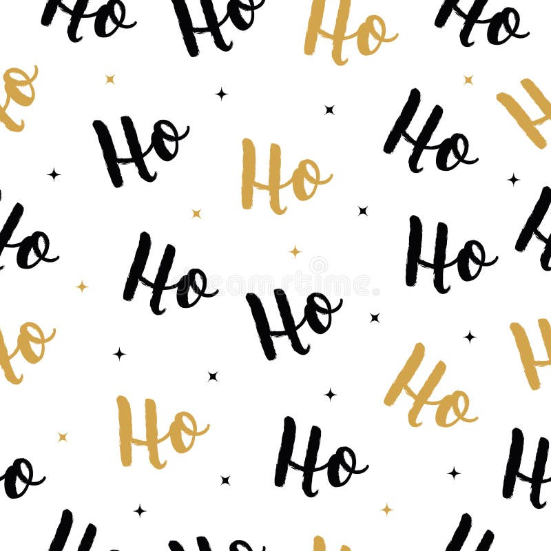 Ho Ho Ho Christmas Vector Gold Greeting Card Lettering Seamles Pattern ...
