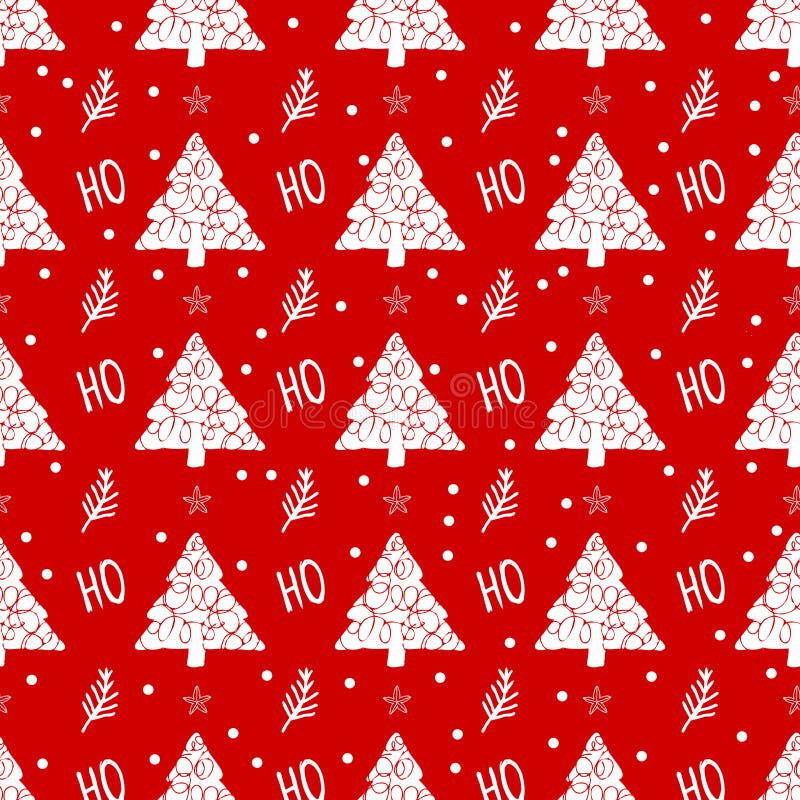 Ho Ho Christmas Wrapping Paper, Seamless Red Christmas Pattern Stock ...