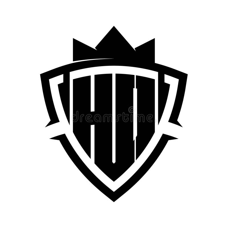 HO Letter Bold Monogram Triangle Curve Shield Shape with Crown Black ...