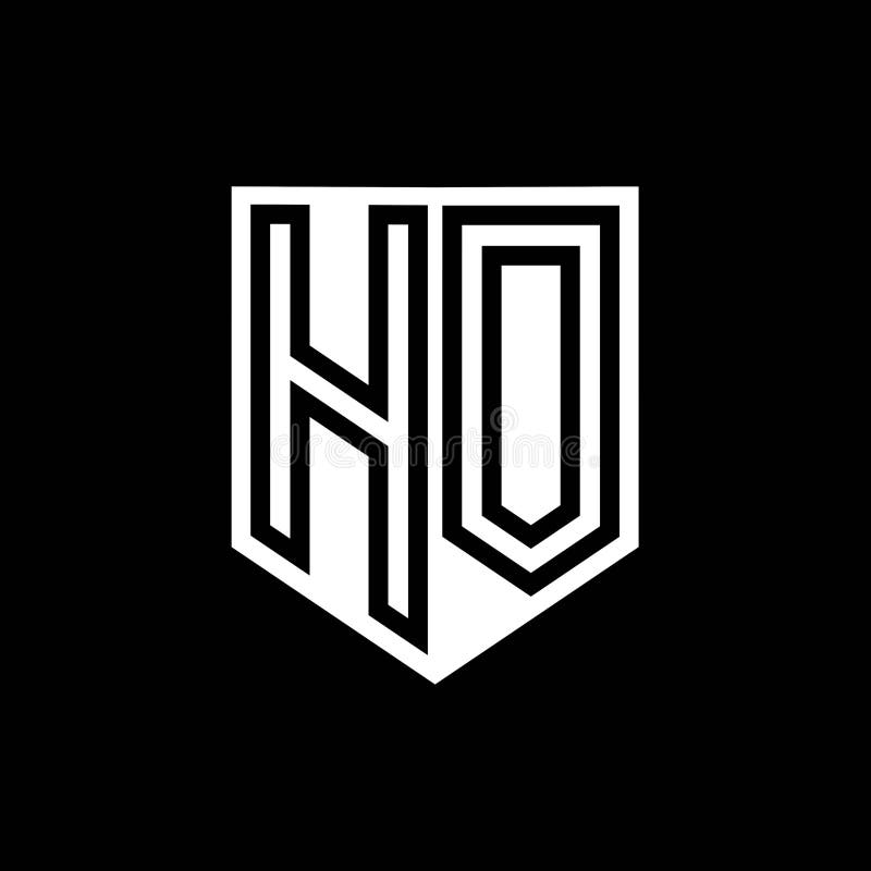 HO Logo Monogram Shield Geometric Black Line Inside White Shield Color ...