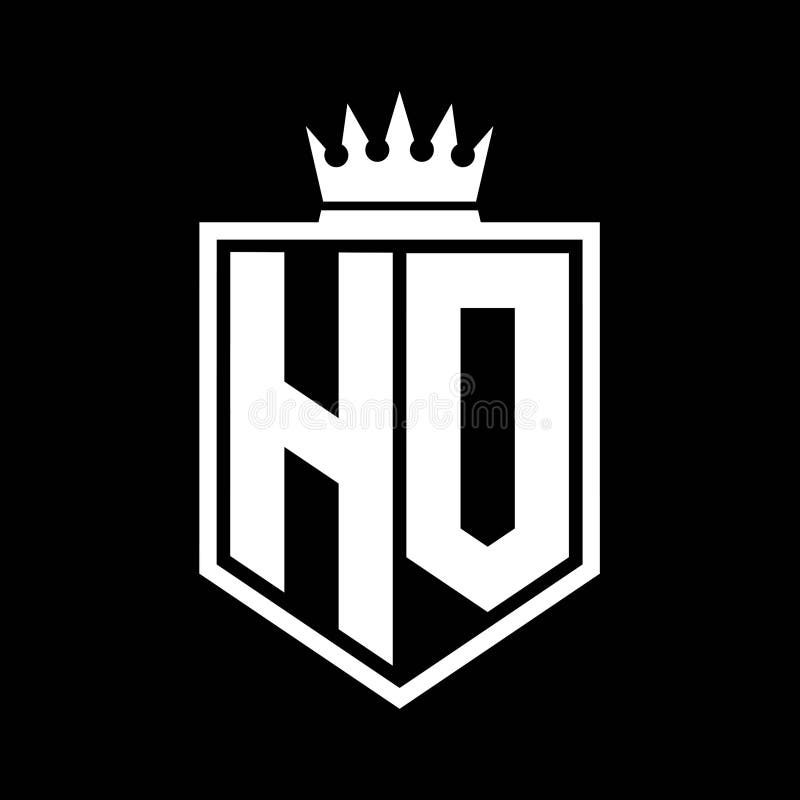 HO Logo Monogram Bold Shield Geometric Shape with Crown Outline Black ...