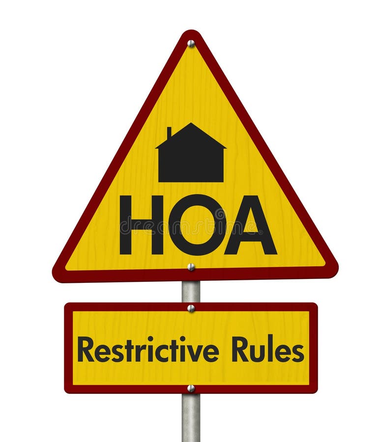 HOA Restrictive Rules Warning Sign Isolated on White Stock Image ...