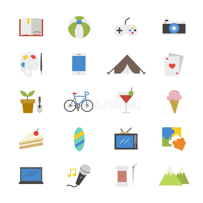 Hobbies and Activities Flat Icons Color Stock Vector - Illustration of ...